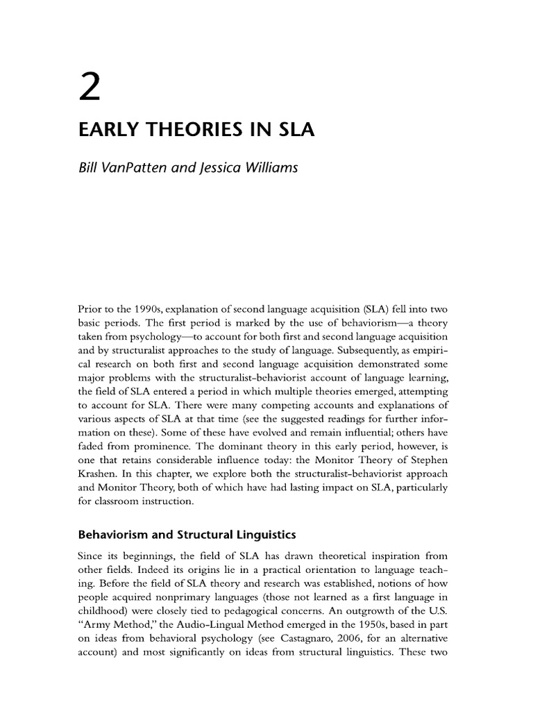 VanPatten Williams 2015 - Early Theories in SLA PDF | PDF