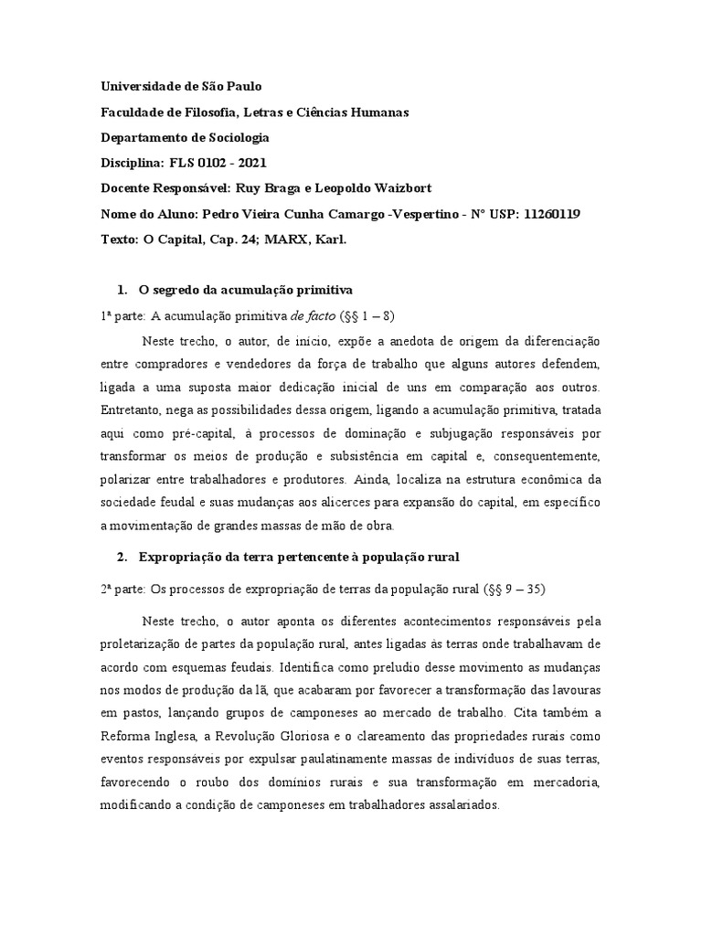 Fichamento Expresso Cap. 24 Pedro Vieira Cunha Camargo | PDF | Capitalismo | Mercado (economia)
