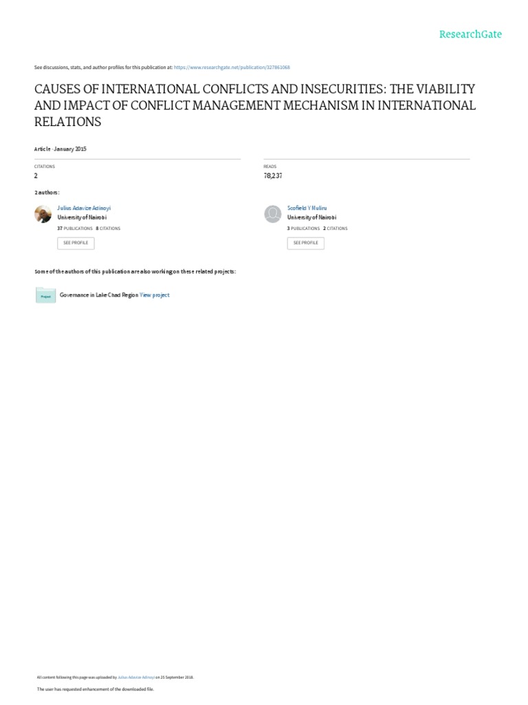 Causes of International Conflicts and in | PDF | African Union
