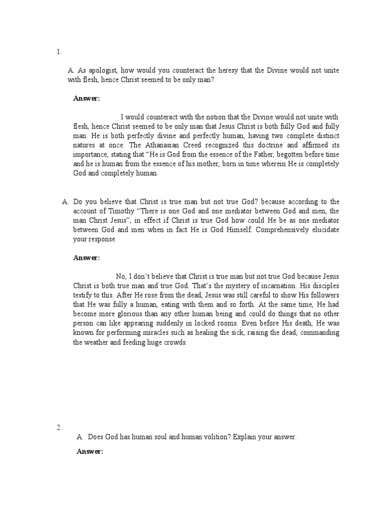 Apologetics Activity No.7 | PDF | Lent | Jesus