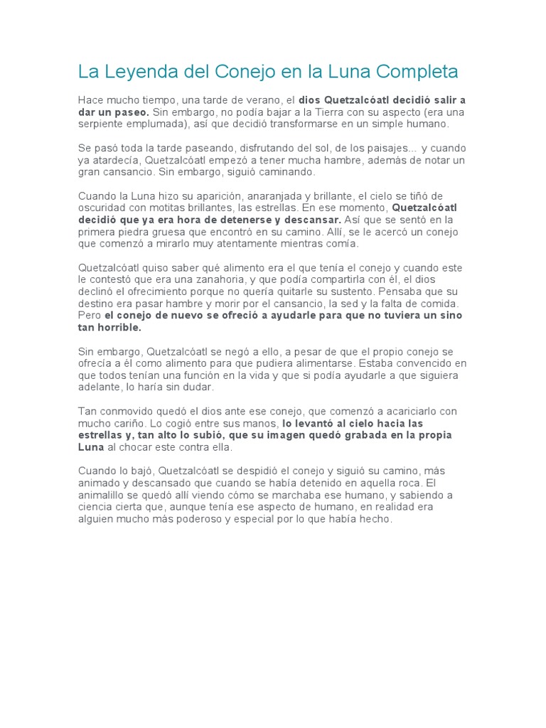 La Leyenda del Conejo en la Luna | PDF