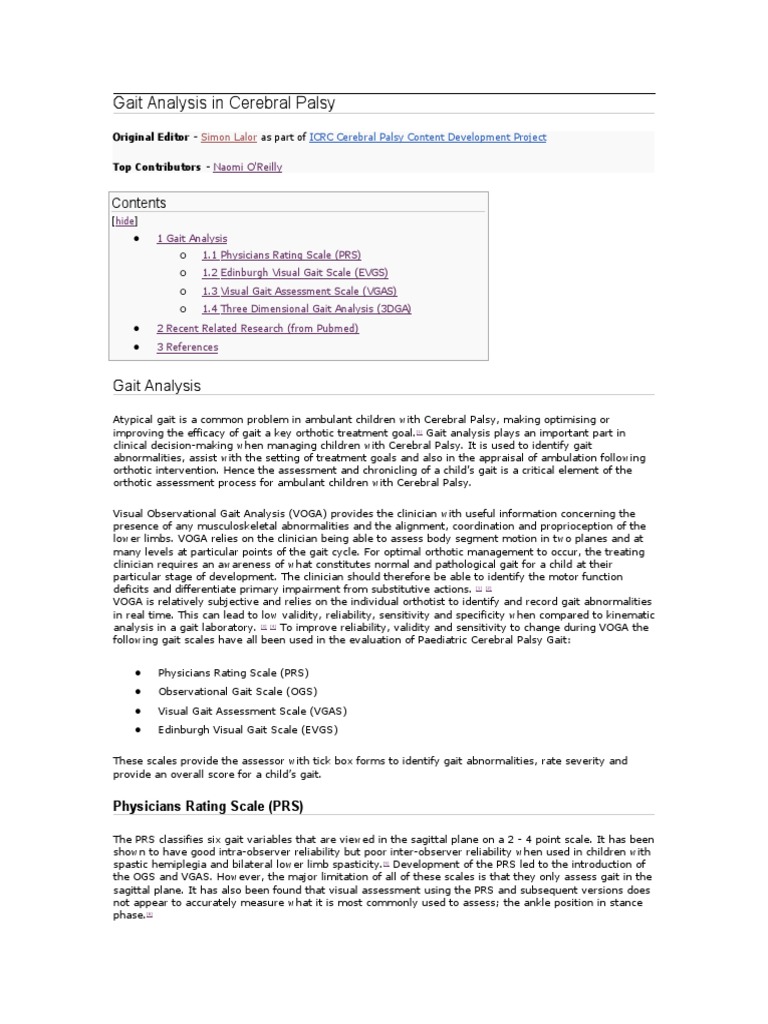 Gait Analysis for CP Clinicians | PDF | Cerebral Palsy | Clinical Medicine