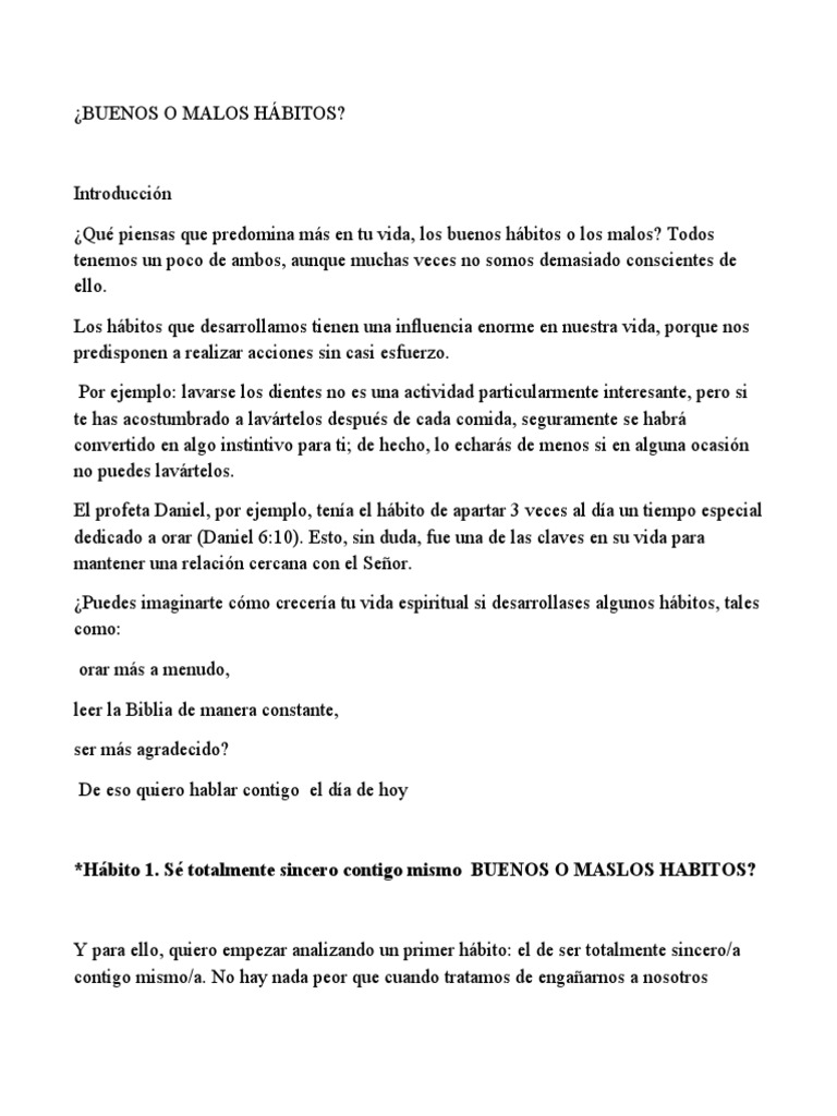 Buenos o Malos Hábitos | PDF | Amor | Dios
