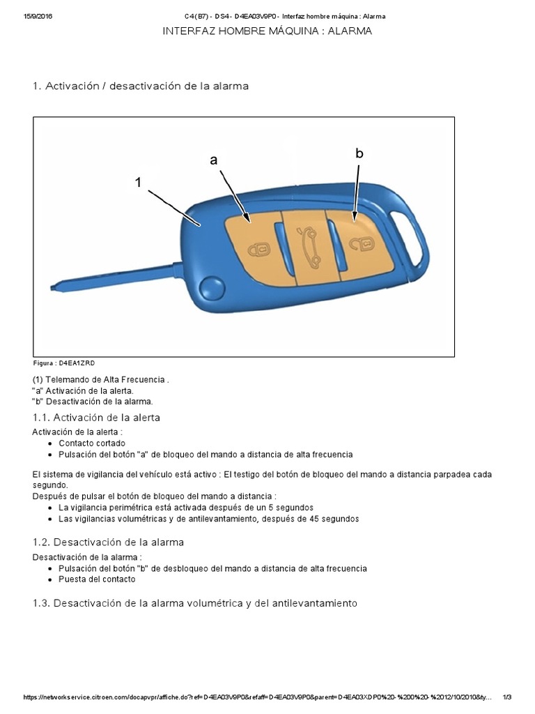 C4 (B7) - DS4 - D4EA03V9P0 - Interfaz _ Alarma | PDF | Control remoto ...