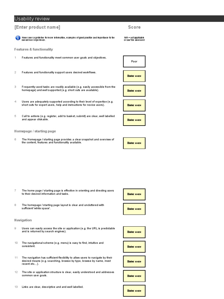 Usability Review Template | PDF | World Wide Web | Internet & Web
