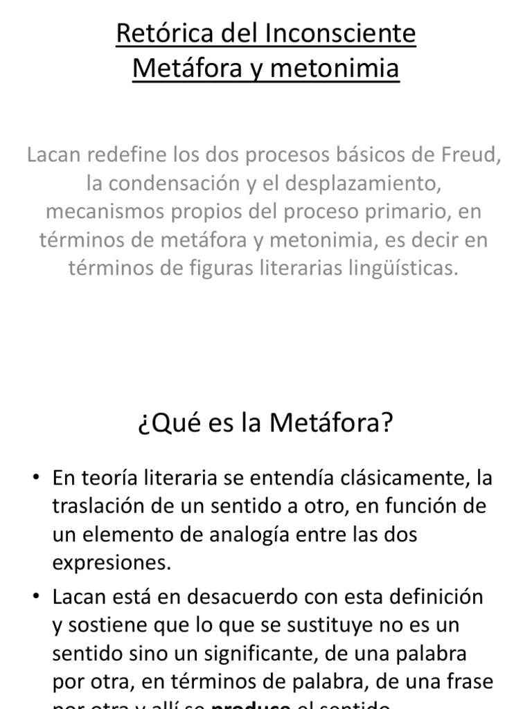 Metáfora y Metonimia en Lacan | PDF | Metáfora | Jacques Lacan