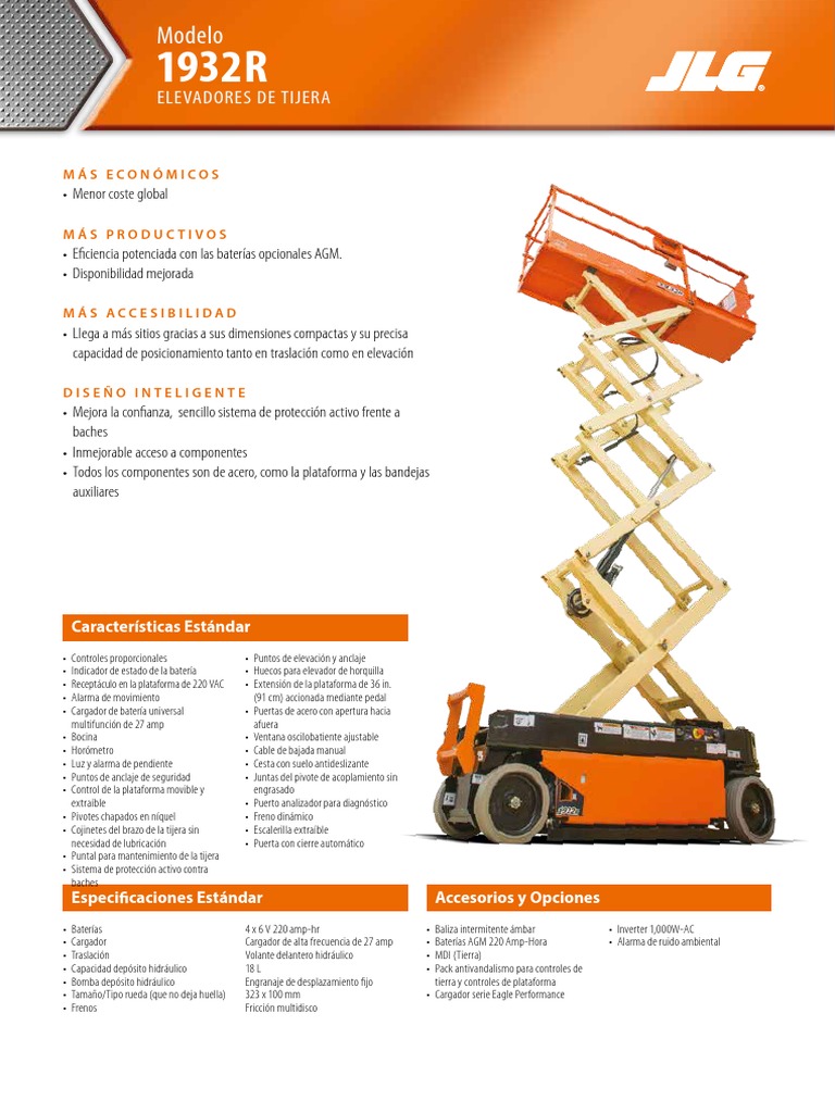Especificaciones JLG 1932R Elevador Tijera | PDF | Vehículos ...