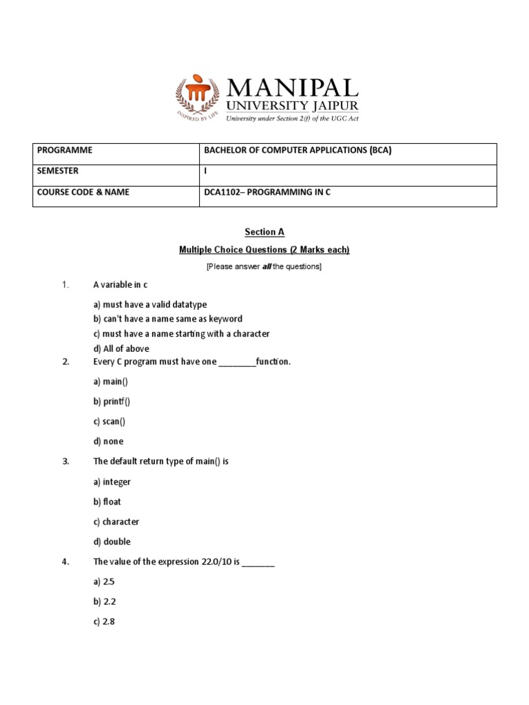 Dca1102 MQ | PDF | Control Flow | Computer Program