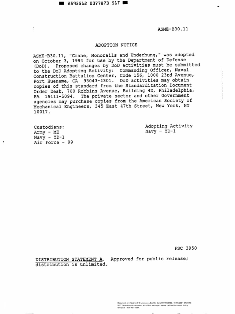 Asme b30-11 Cranes | PDF