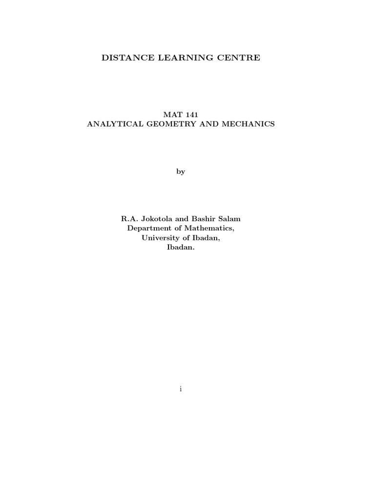 Mat 141 Textbook | PDF | Analytic Geometry | Elementary Geometry