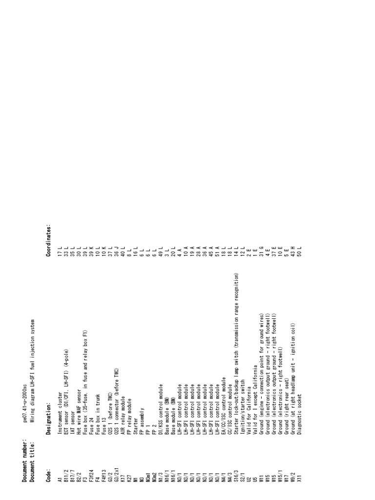 Wiring Diagram LH SFI Fuel Injection System ENGINE 104 As of 1.6.91 Up ...