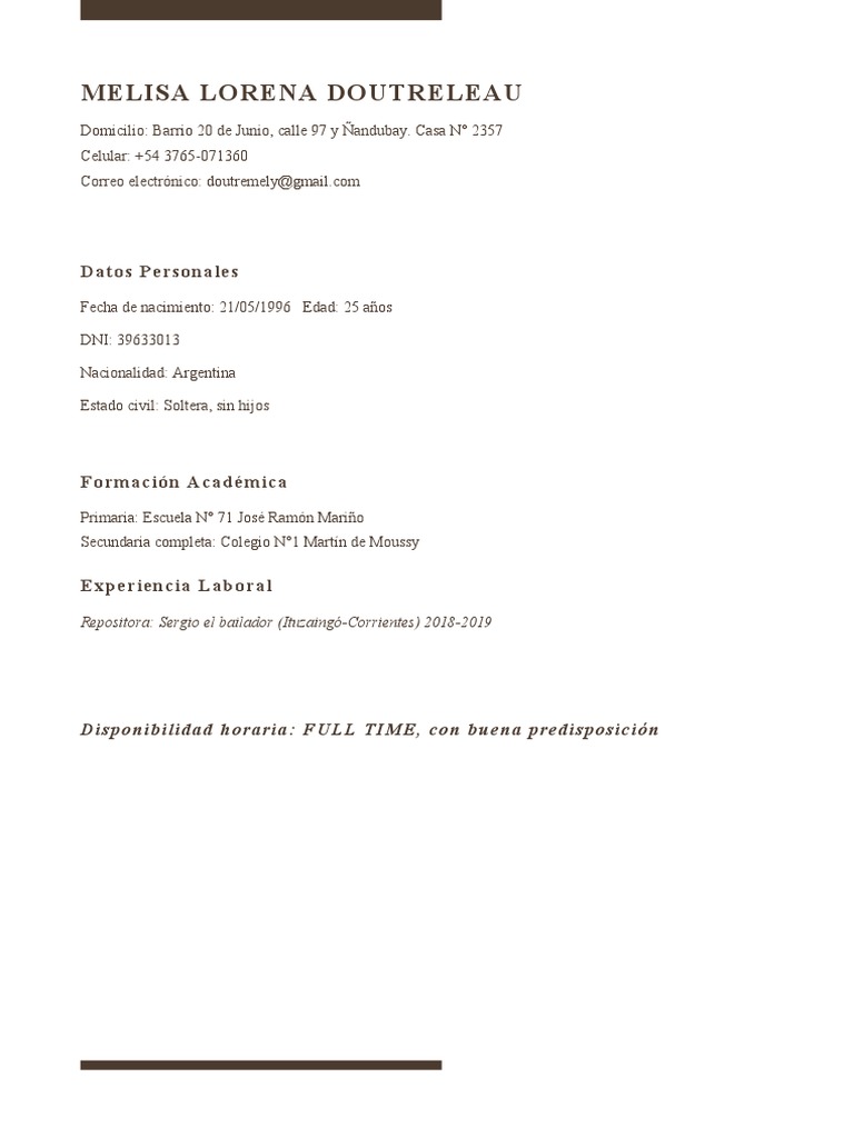 Currículum Melisa | PDF