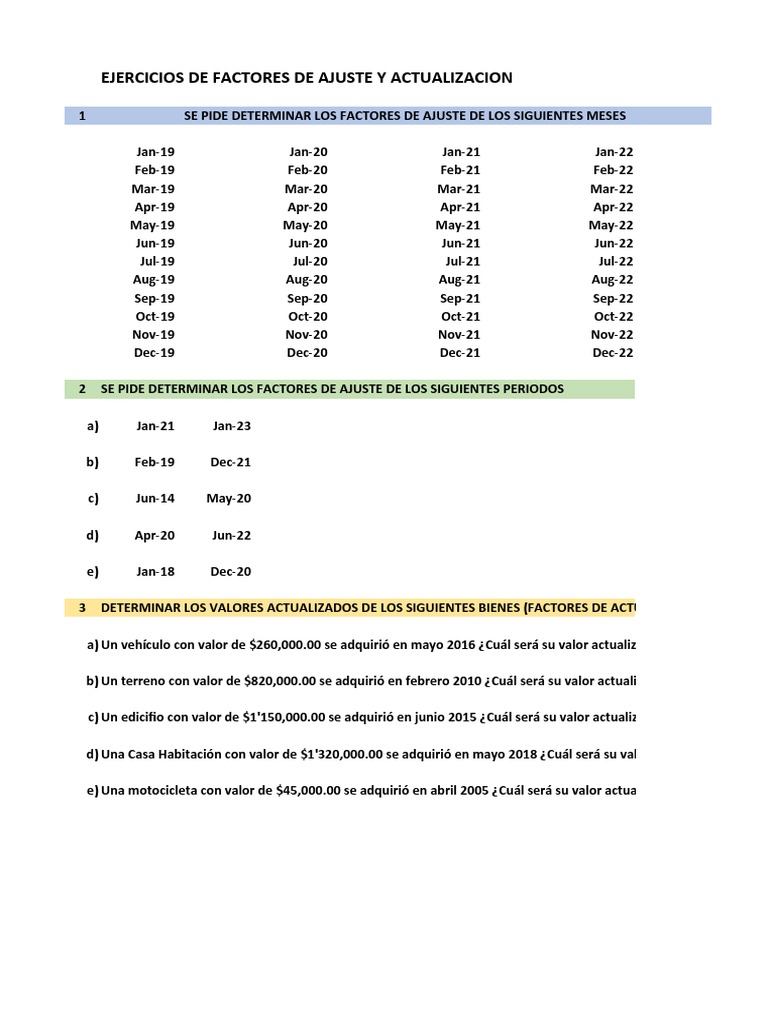 Actividad 2 Ejercicio de Factores de Ajuste y Actualización | PDF
