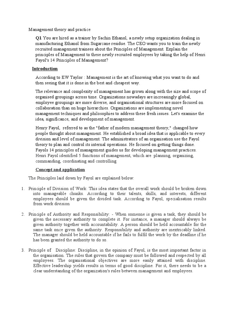 Fayol's 14 Principles of Management Explained | PDF | Science ...