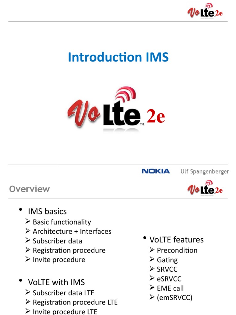 IMS Overview and VoLTE Features | PDF | Ip Multimedia Subsystem ...