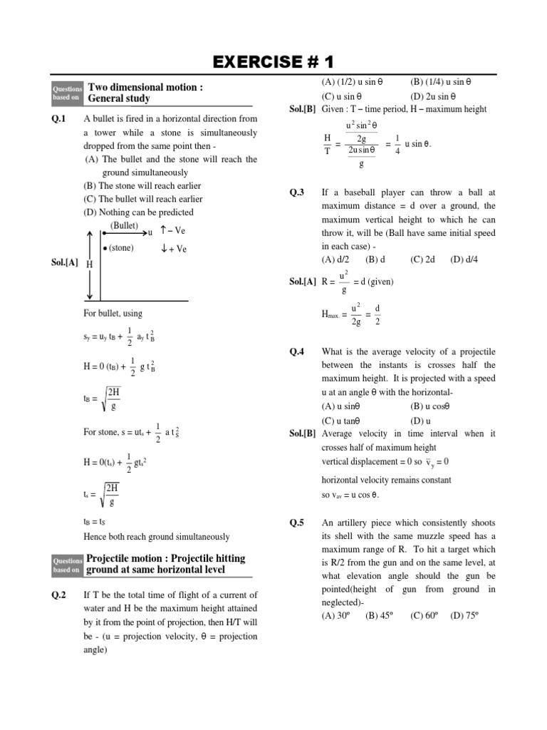 B Projectile Motion Exercise Pdf Pdf Projectiles Acceleration