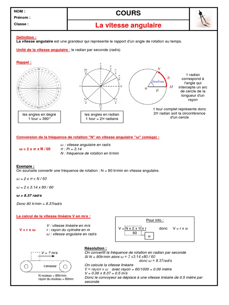 20 La Vitesse Angulaire | PDF | Angle | Fréquence