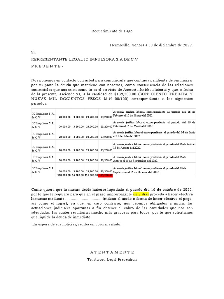 Requerimiento de Pago | PDF