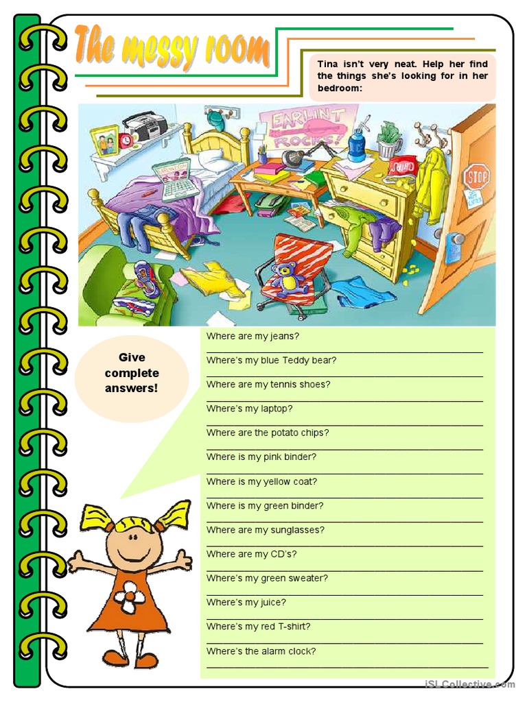 The Messy Room - There Be, Prepositions, To Be (4 Tasks) KEYS INCLUDED ...