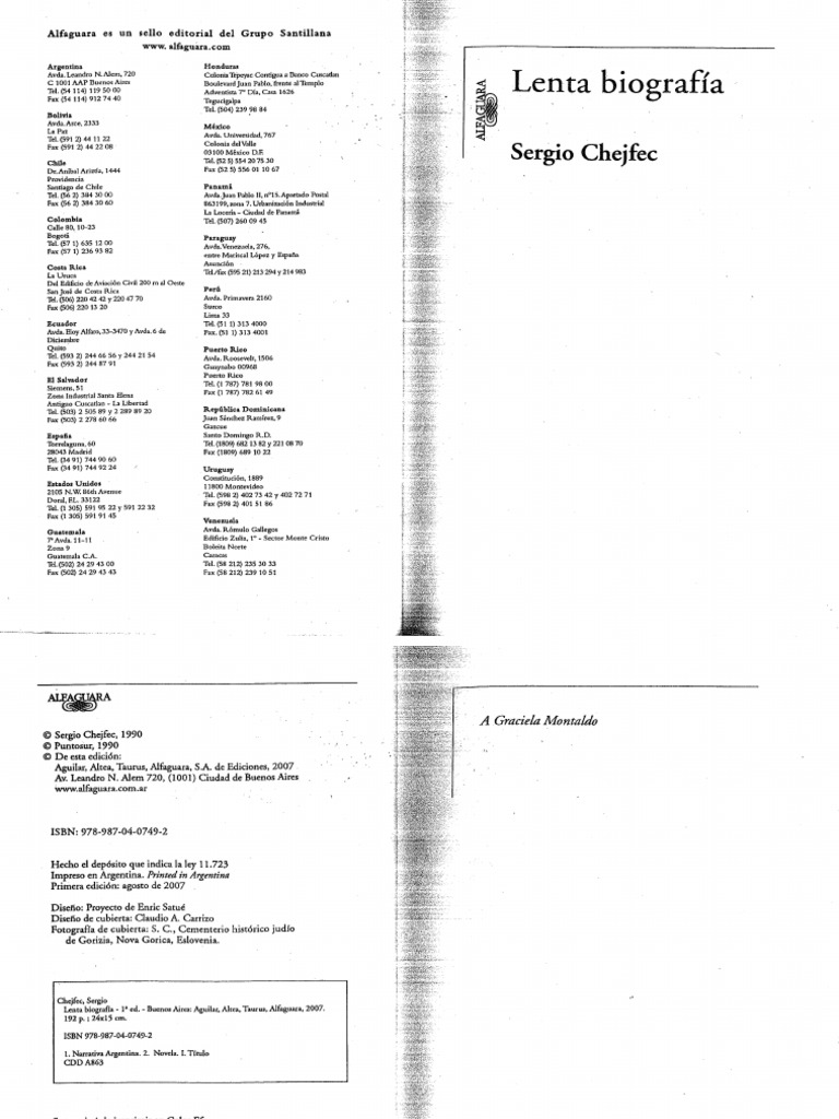 Chejfec - Lenta Biografía | PDF