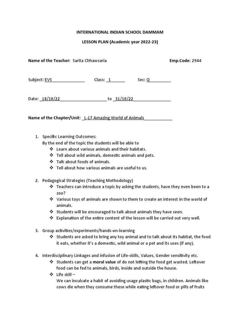 EVS Lesson 17 | PDF | Educational Technology | Lesson Plan