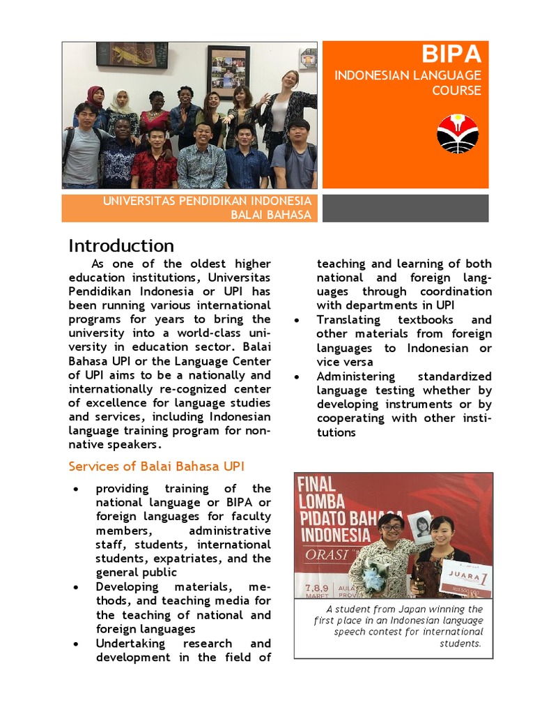 BIPA Indonesian Language Course at UPI | PDF | Indonesian Language ...