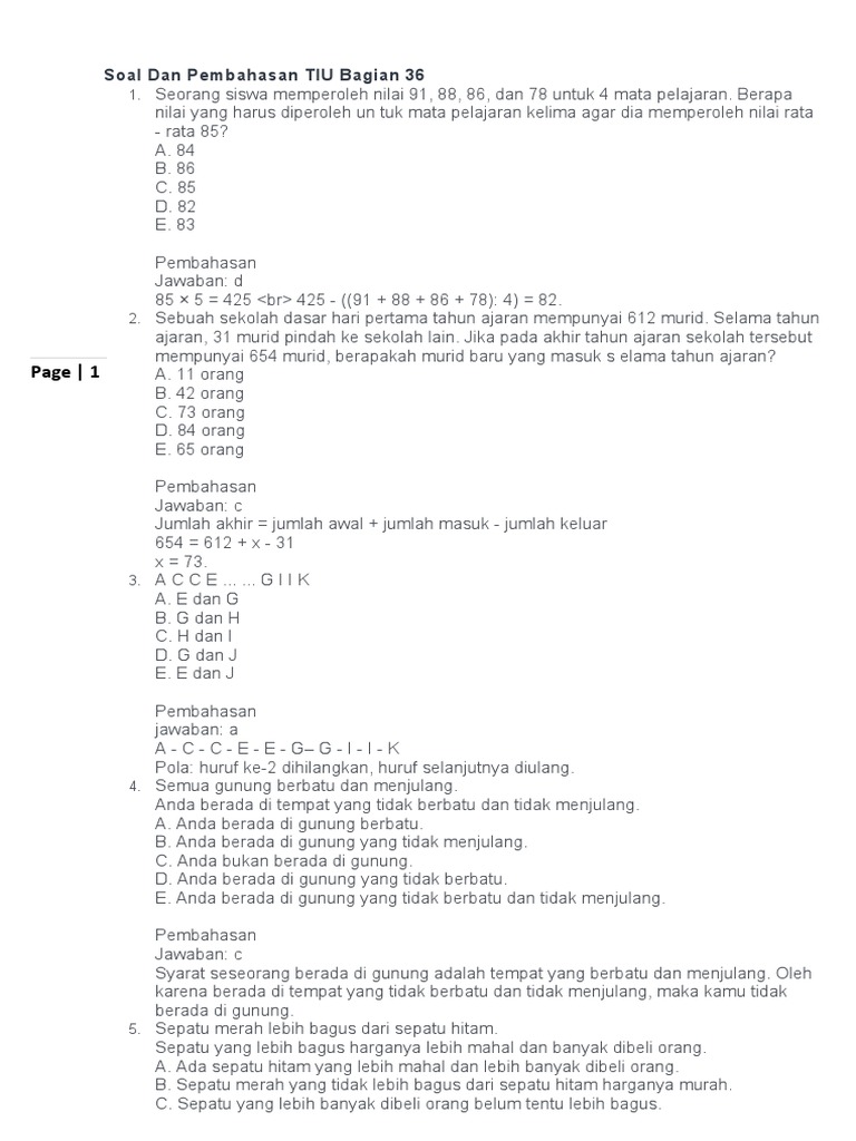 Soal Dan Pembahasan TIU 36-40 | PDF