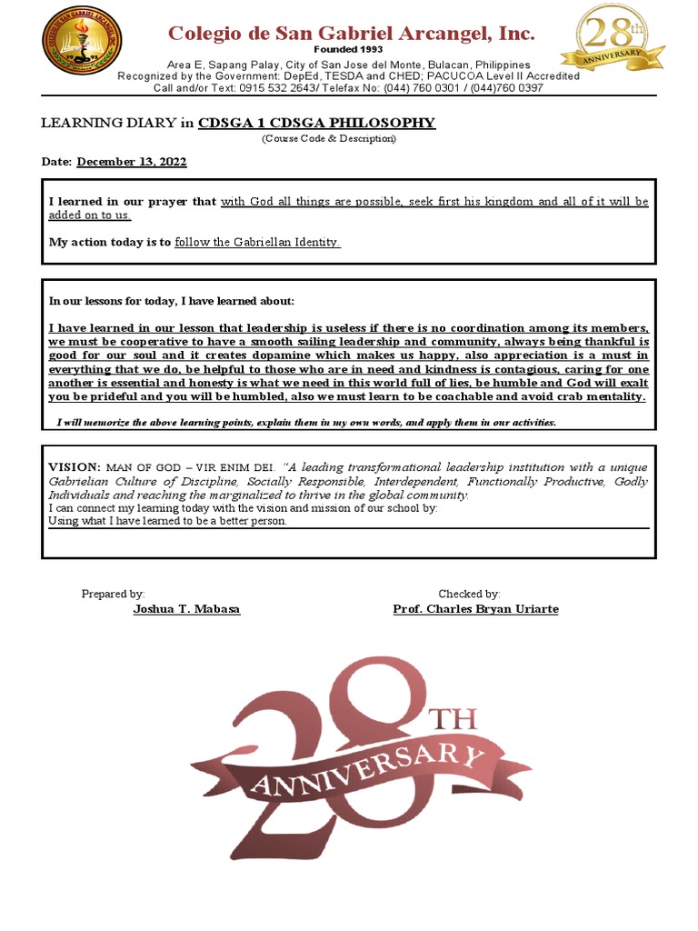 Cdsga 1 Cdsga Philosophy | PDF | Behavior Modification | Cognitive Science