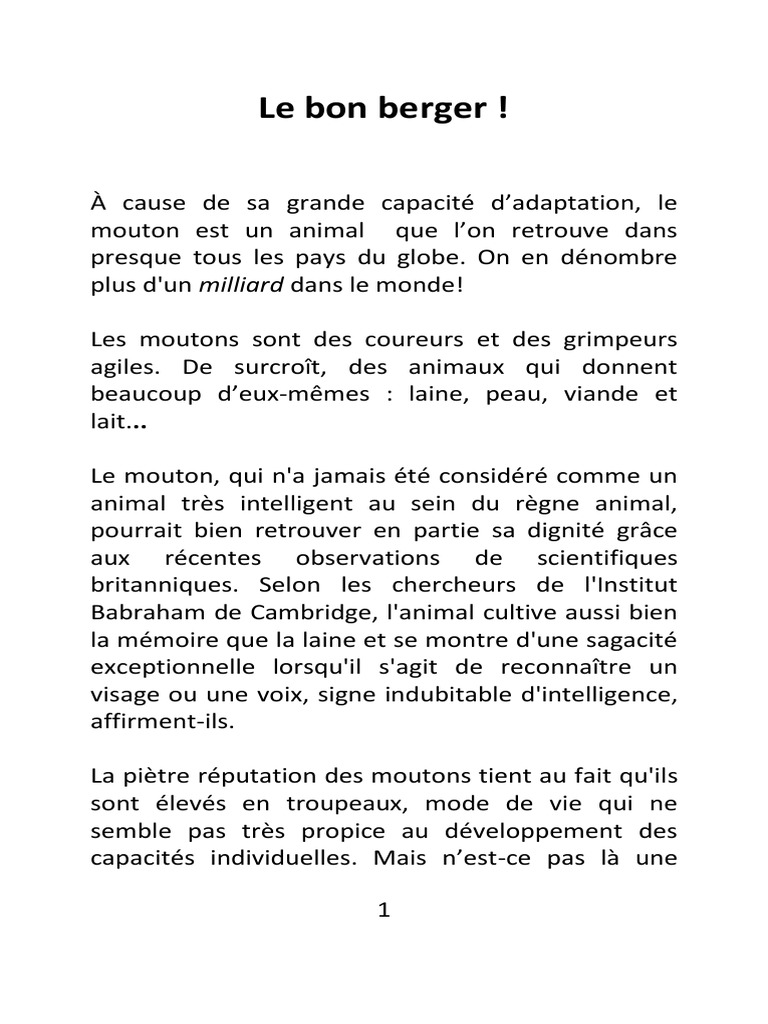 Le Bon Berger et ses Brebis | PDF | Mouton | Jésus