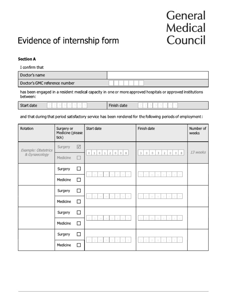 GMC Internship Form | PDF