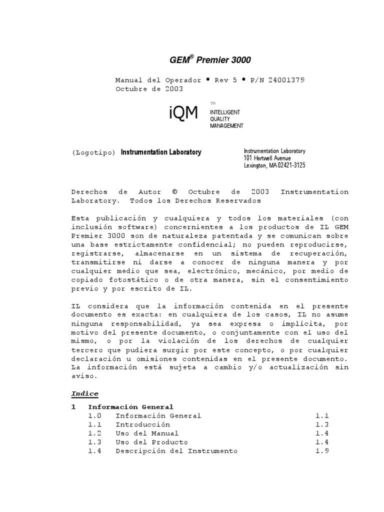 COMPLETO GEM Premier 3000 - Operator's Manual PDF | PDF | Sangre ...