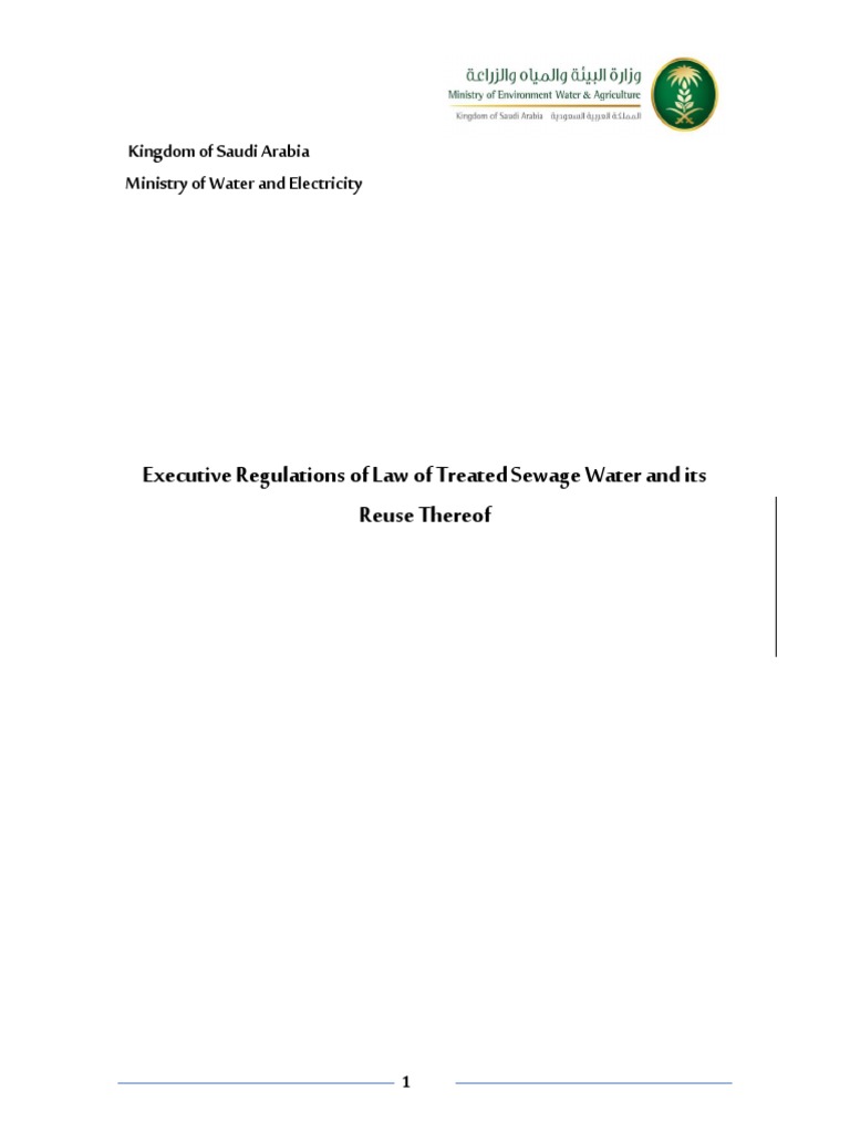 Saudi Arabia Treated Sewage Water Regulations | PDF | Sewage Treatment ...