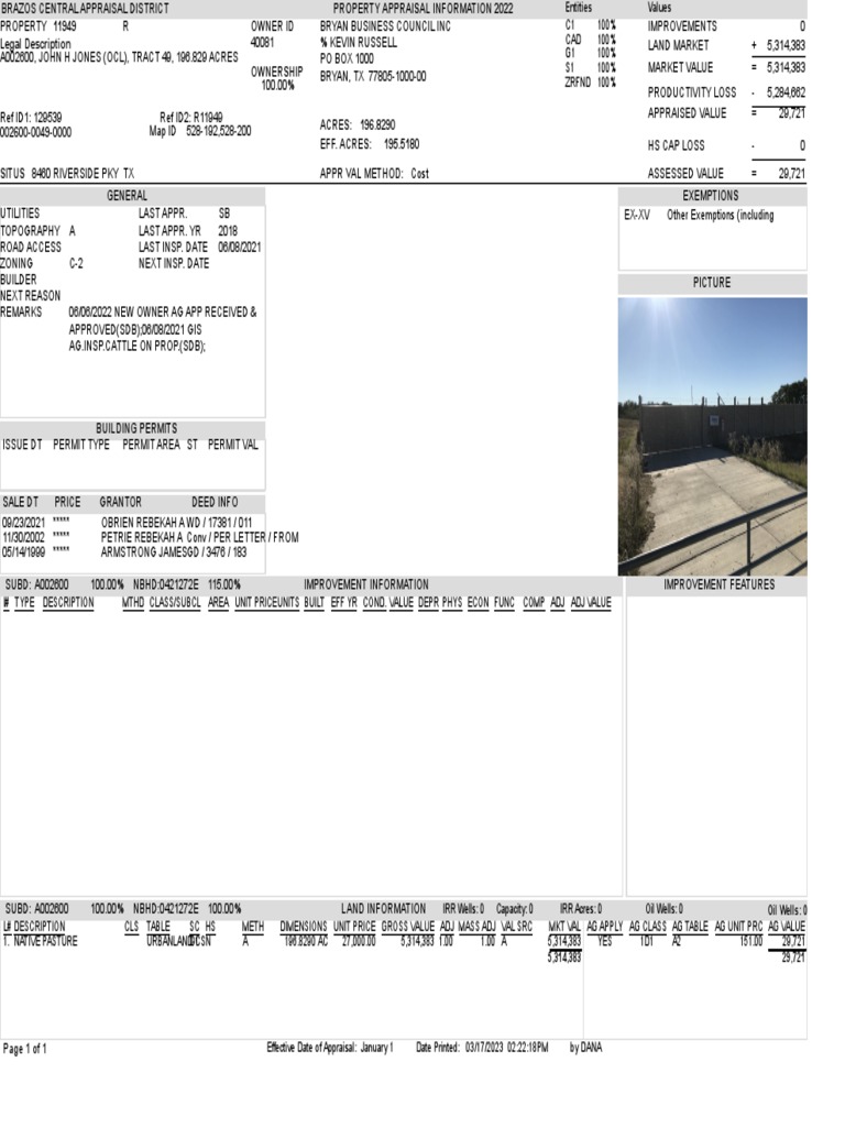 Appraisal Card For BBC Land | PDF | Valuation (Finance) | Real Property Law