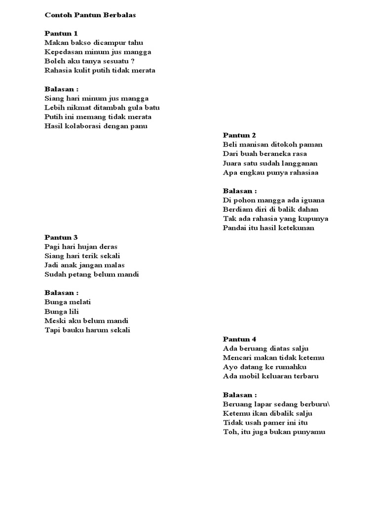 Contoh Pantun Berbalas | PDF
