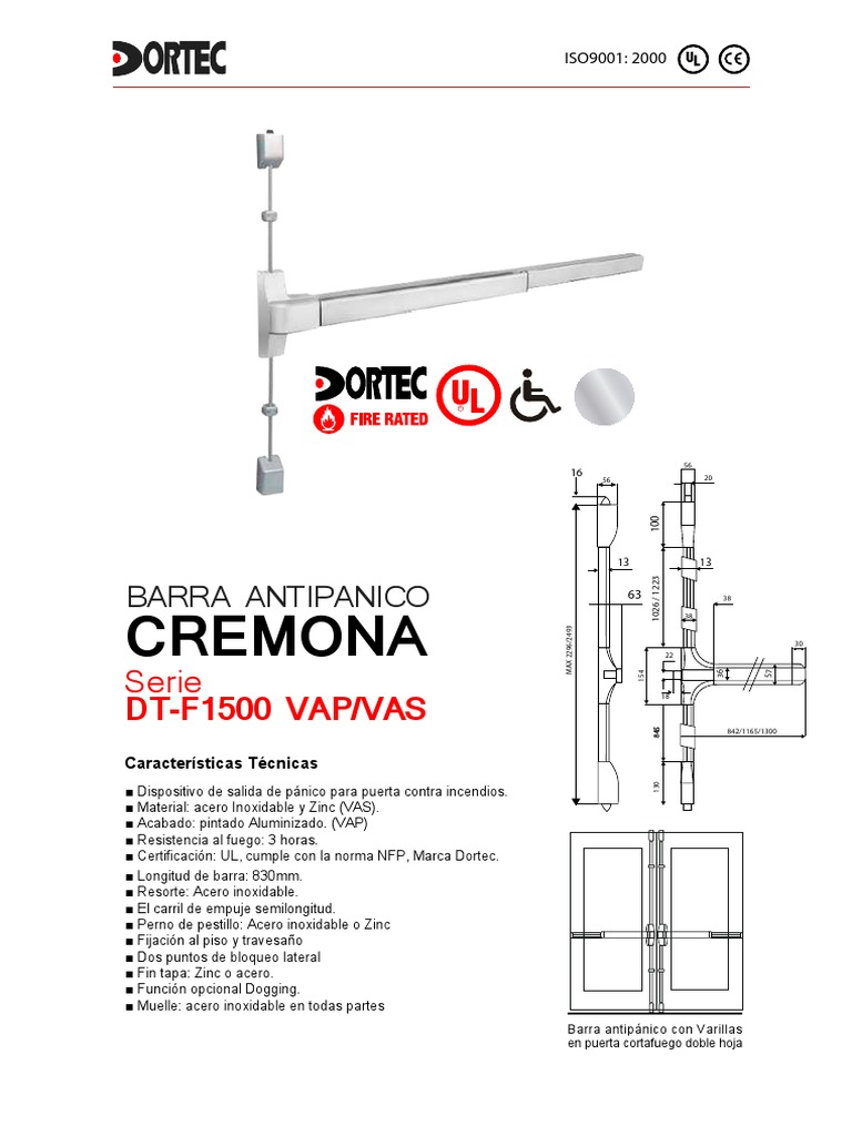 F.T. Barra Antipánico Dt-F1500vap | PDF | Rieles | Naturaleza