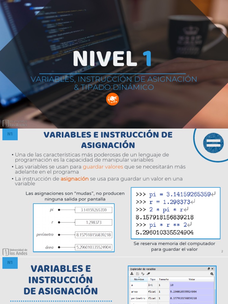 Nivel: Variables, Instrucción de Asignación & Tipado Dinámico | PDF ...