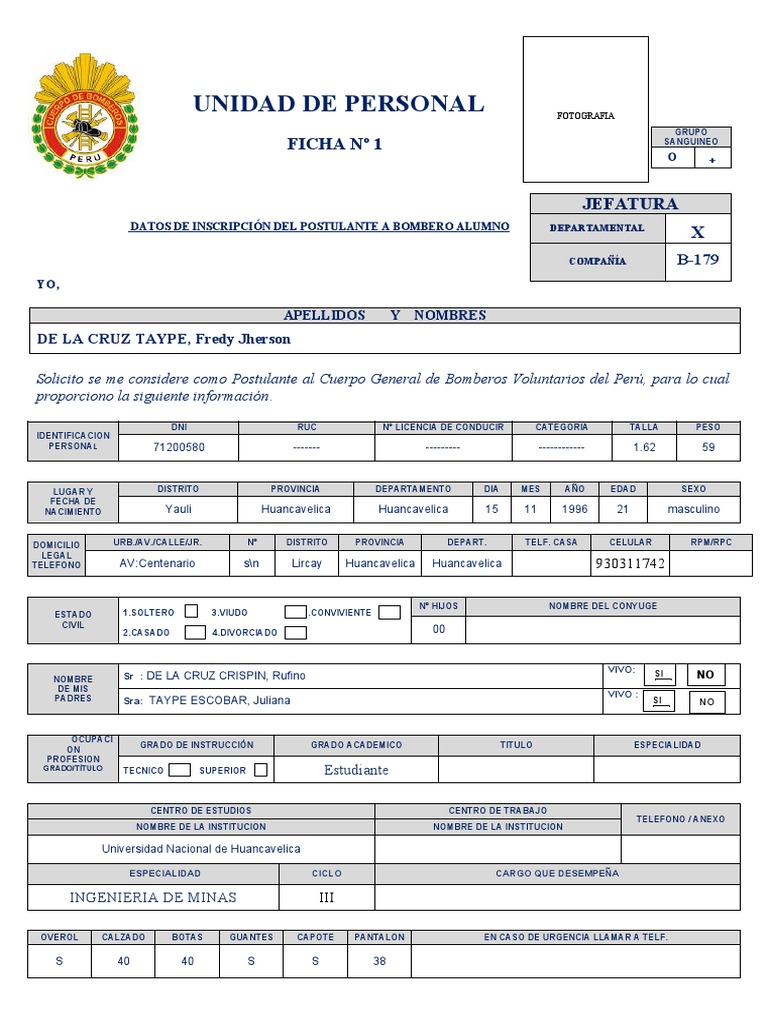 Anexo 2 Ficha de Inscripcion | PDF