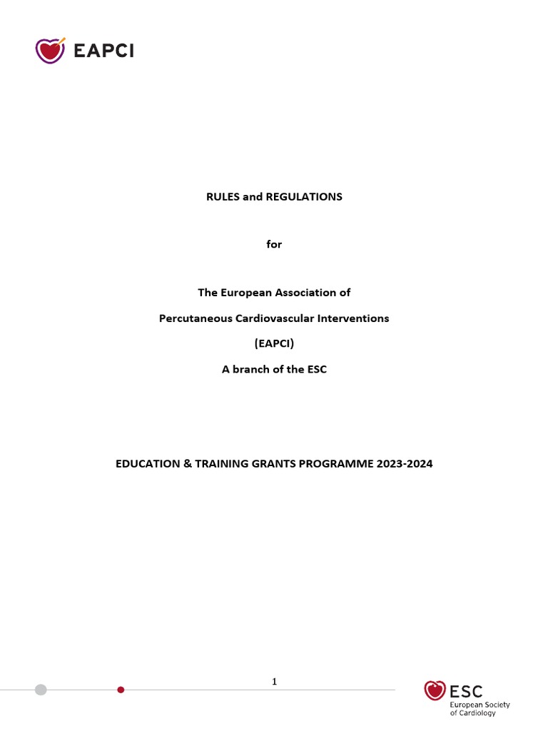 EAPCI Fellowship Grants 2023 - Rules and Regulations - FINAL PDF | PDF ...