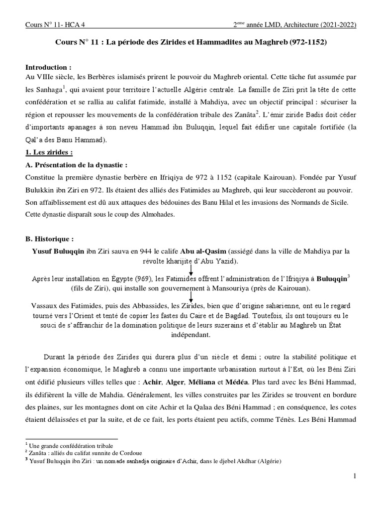 Zirides et Hammadites : Dynasties du Maghreb | PDF | Afrique du Nord ...