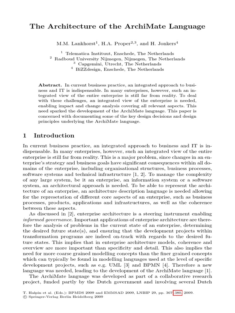 The Architecture of ArchiMate Language PDF | PDF | Systems Science | Information Technology
