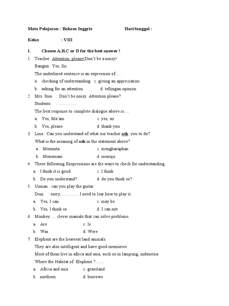 Soal Bahasa Inggris Pdf