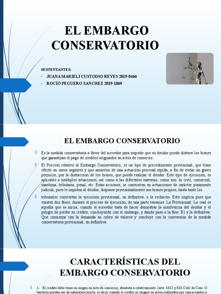 Embargo Conservatorio: Proceso y Características | PDF | Demanda ...