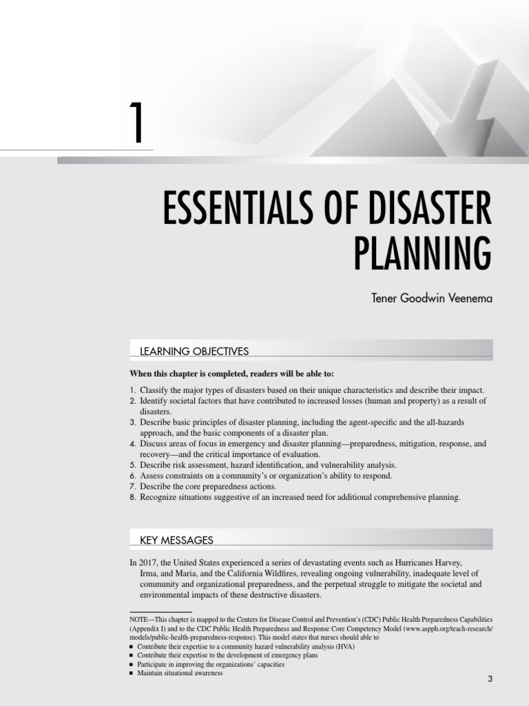 Essentials of Disaster Planning: Learning Objectives | PDF | Emergency ...