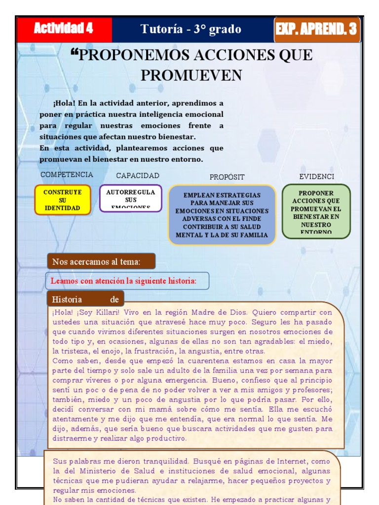 Actividad 4 - Exp. Tut - 3 | Descargar gratis PDF | Las emociones | Bienestar