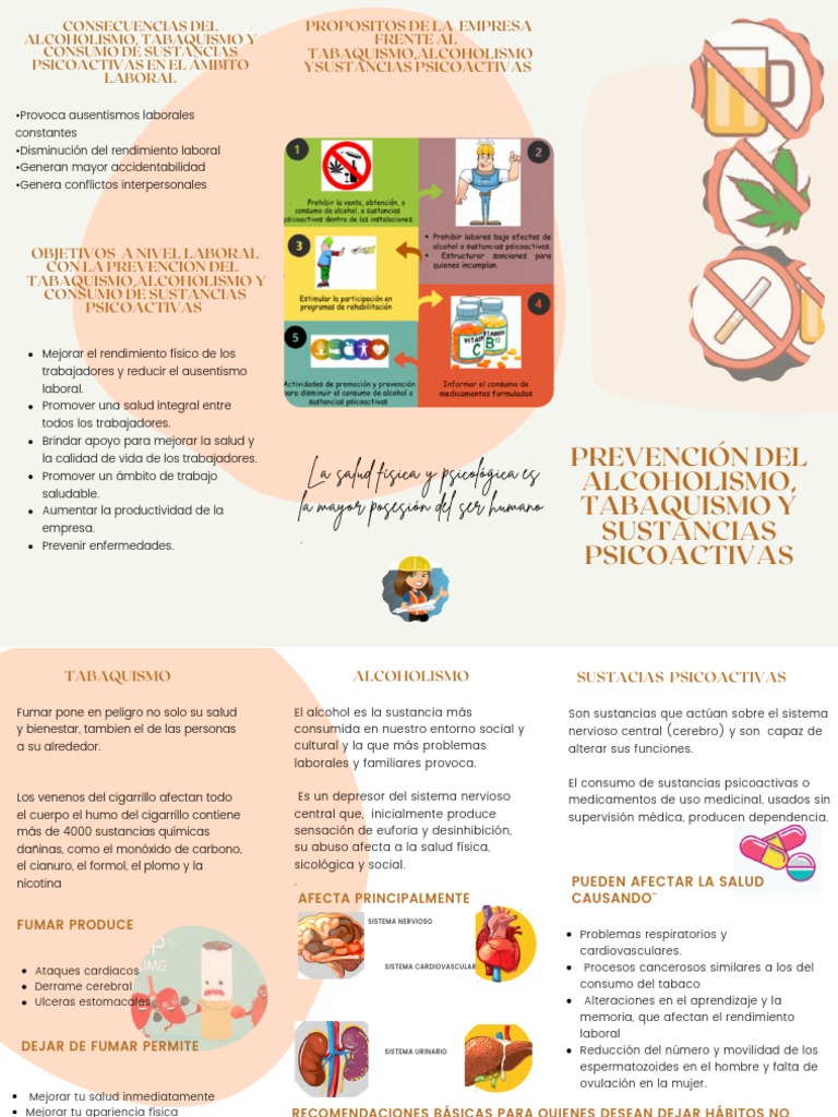 Folleto Prevencion de Alcoholismo, Tabaquismo PDF | PDF | Drogas Psicoactivas | Nicotina