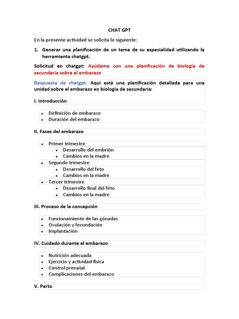 Chat GPT Actividad Valida | Descargar gratis PDF | El embarazo | Parto