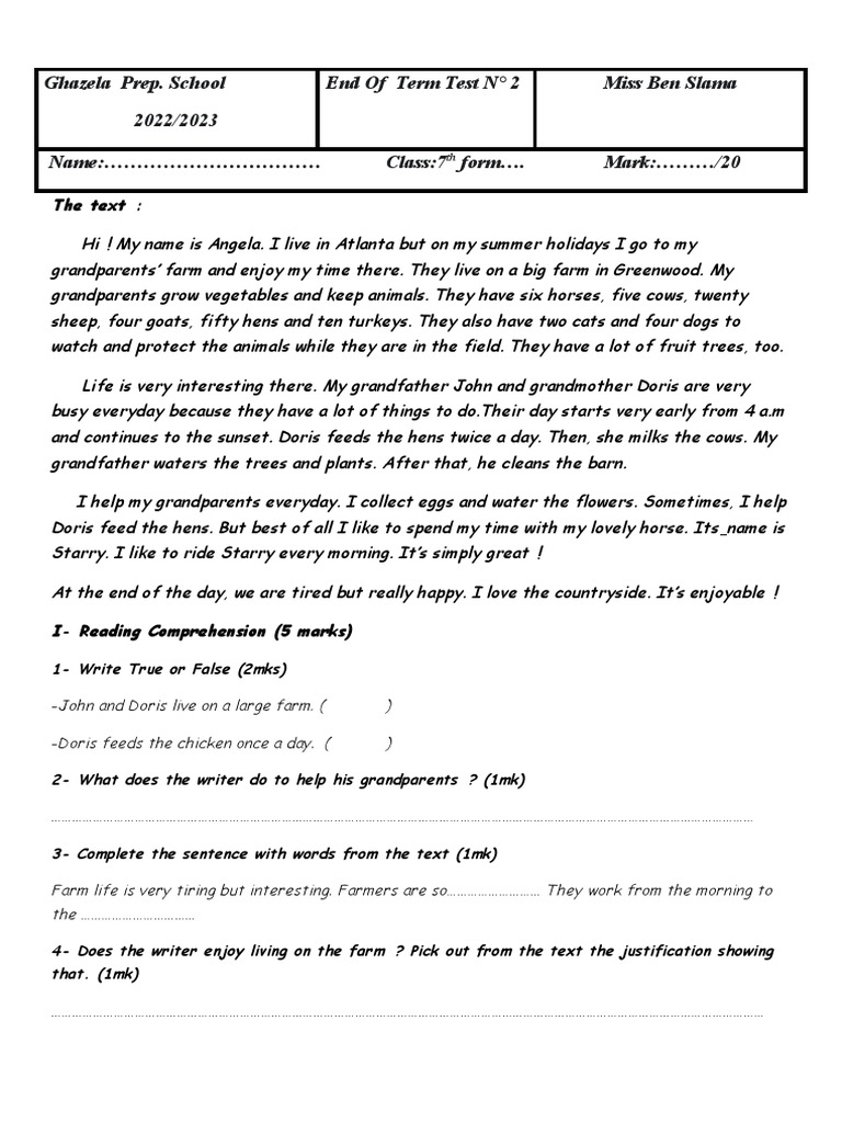 Devoir 7ème Amira Ben Slama | PDF | Cooking, Food & Wine | Language Arts & Discipline