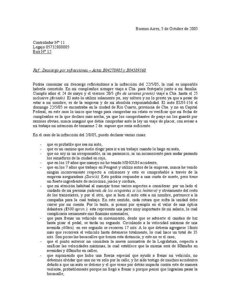 Descargo Por Infracciones | PDF