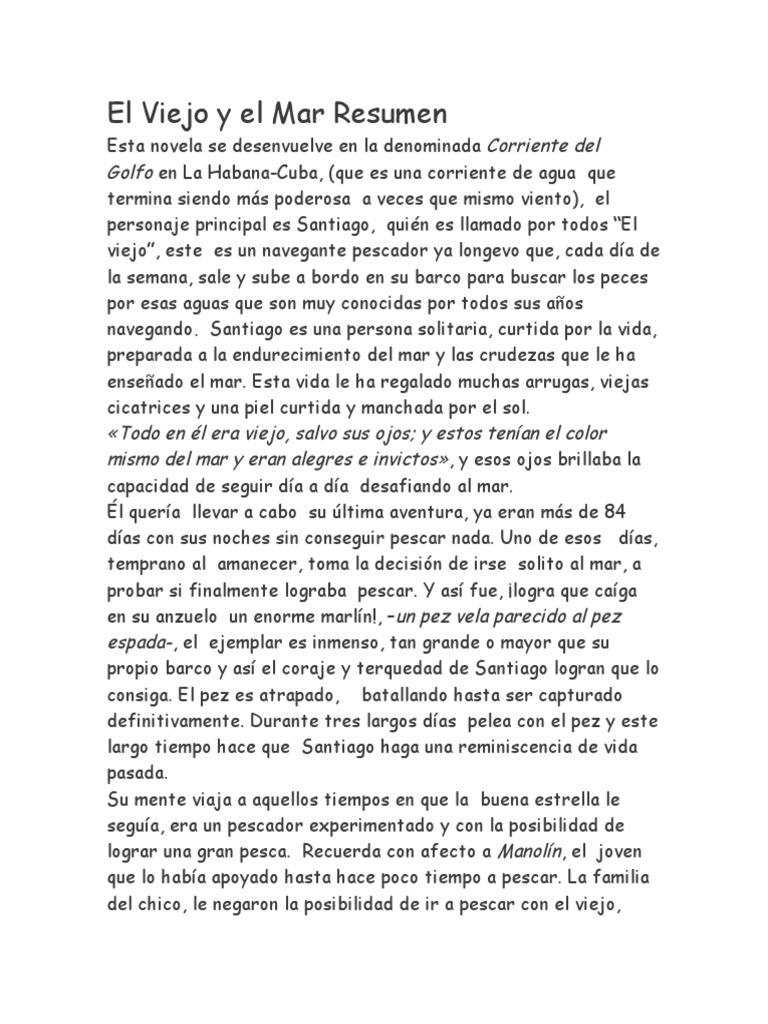 El Viejo y El Mar Resumen | PDF