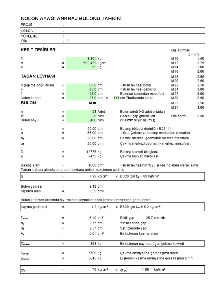 CELIK - KOLON - ICIN - TABAN - LEVHASI - VE - ANKRAJ Tasarımı | PDF